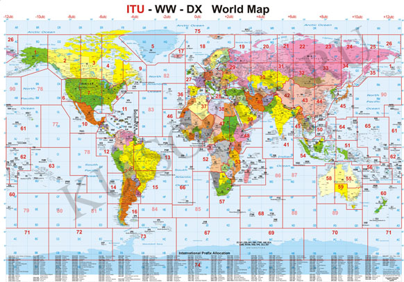 Карты - CQ Zones - WW Locators - DX Countries World Map (USA, Europe ...